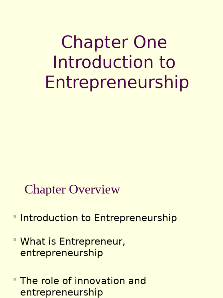 Introduction to Entrepreneurship Concepts | PDF | Entrepreneurship ...