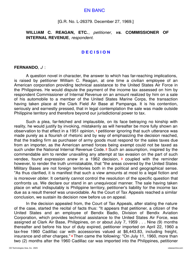 1 - Reagan v. Commissioner of Internal Revenue | PDF | Jurisdiction | Taxes