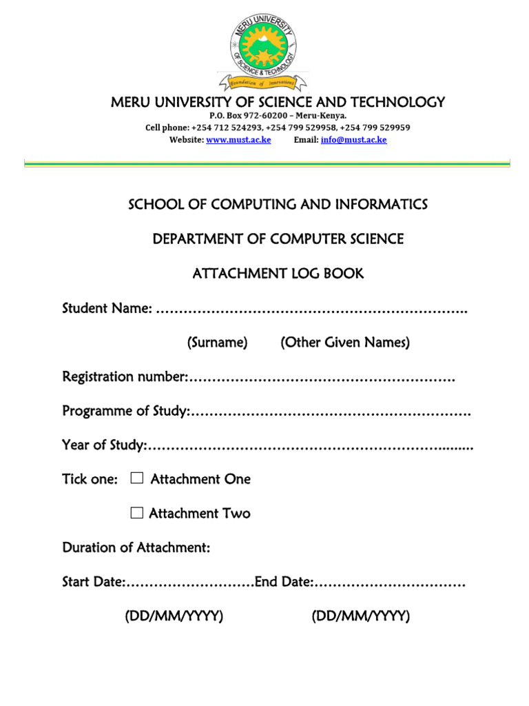 Industrial Attachment Log Book Guide | PDF | Academic Degree | Bachelor's Degree