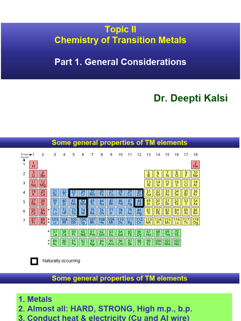 CH111 Topic II Transition Metal Chemistry | PDF | Coordination Complex ...