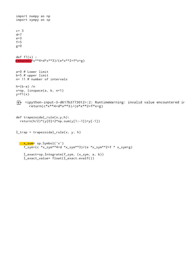 Numerical - Integration - Lab 4.ipynb - Colab | PDF