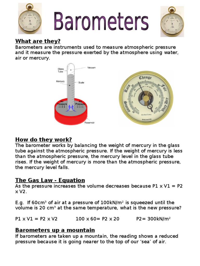 Understanding Barometers and Pressure Measurement | PDF | Science ...