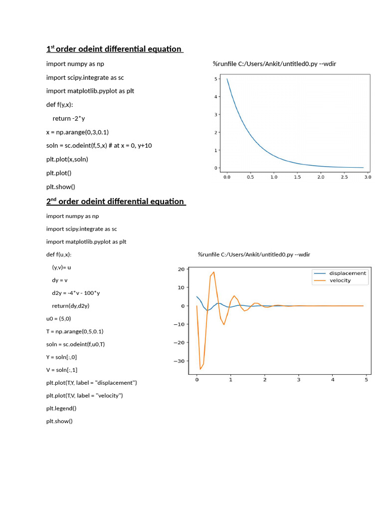 1 Order Odeint Differential Equation | PDF
