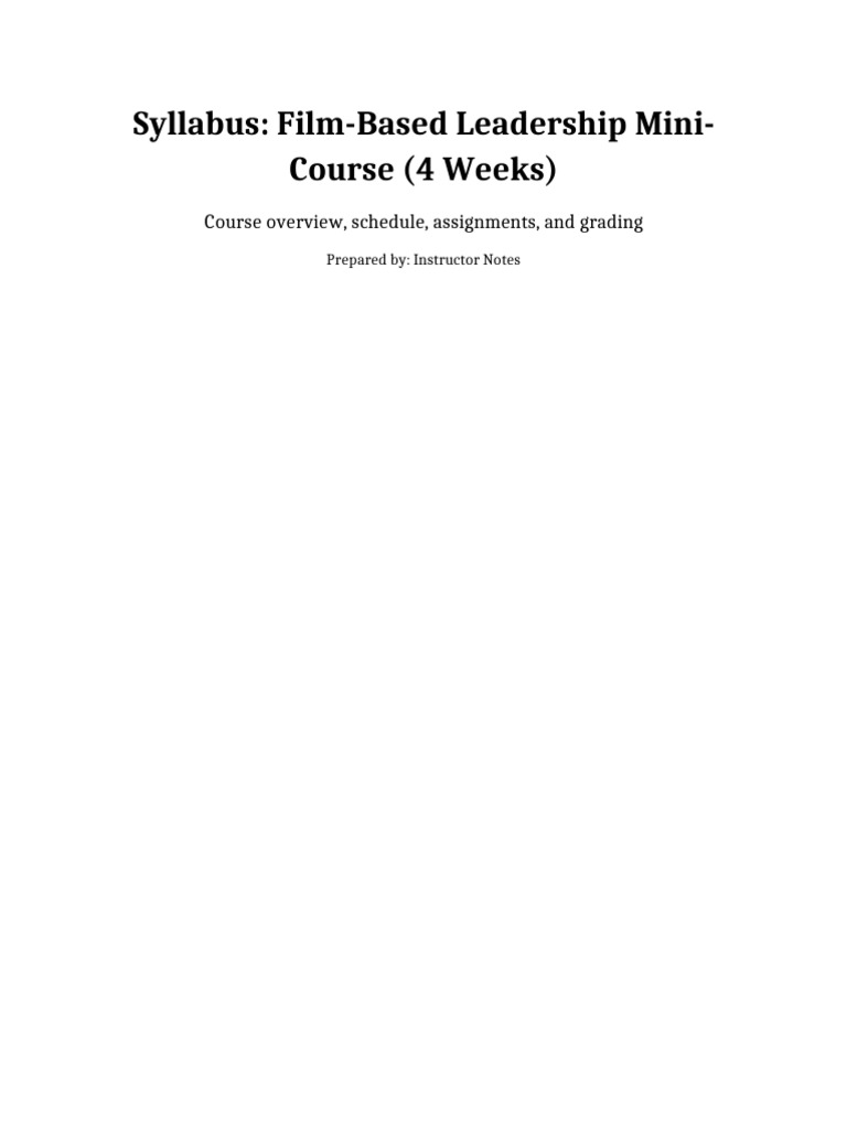 Film-Based Leadership Course Syllabus | PDF