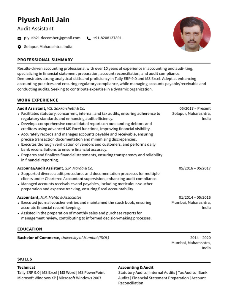 Piyush Anil Jain FlowCV Resume 20250723 2 | PDF | Audit | Accounting