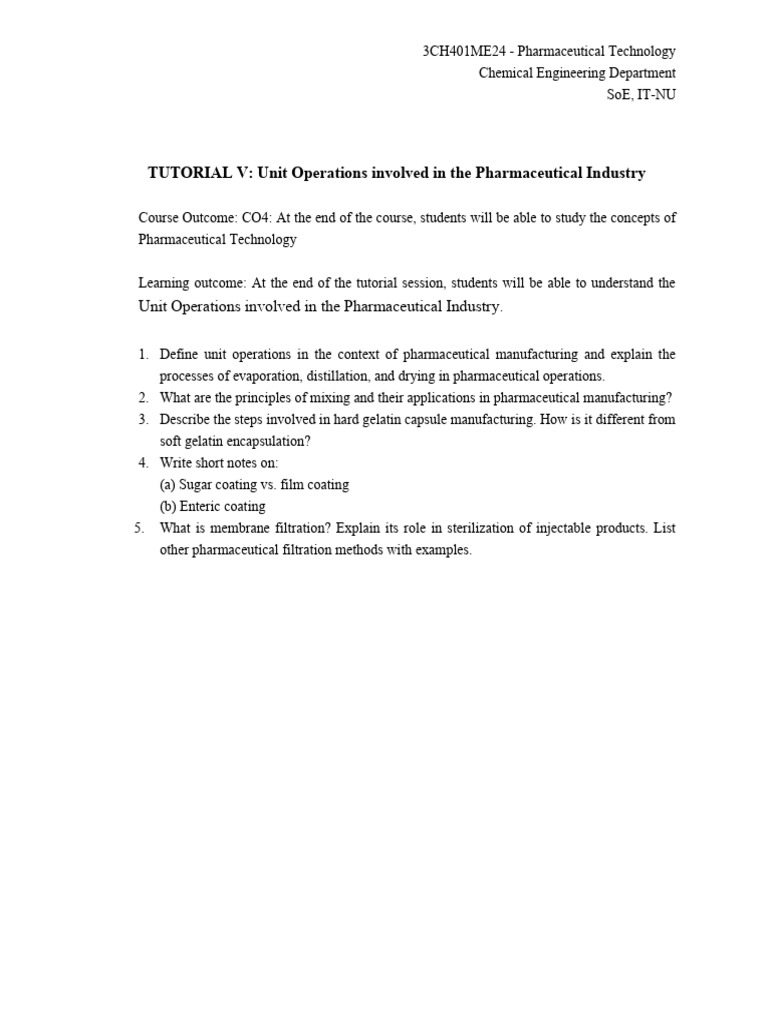 5 Unit Operations I | PDF
