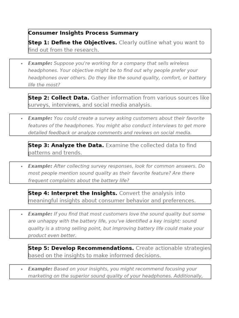 Consumer Insights Process Summary | PDF