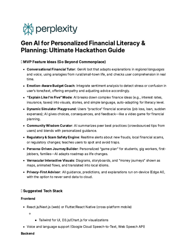 GenAI Financial Literacy Hackathon Guide | PDF | Artificial ...