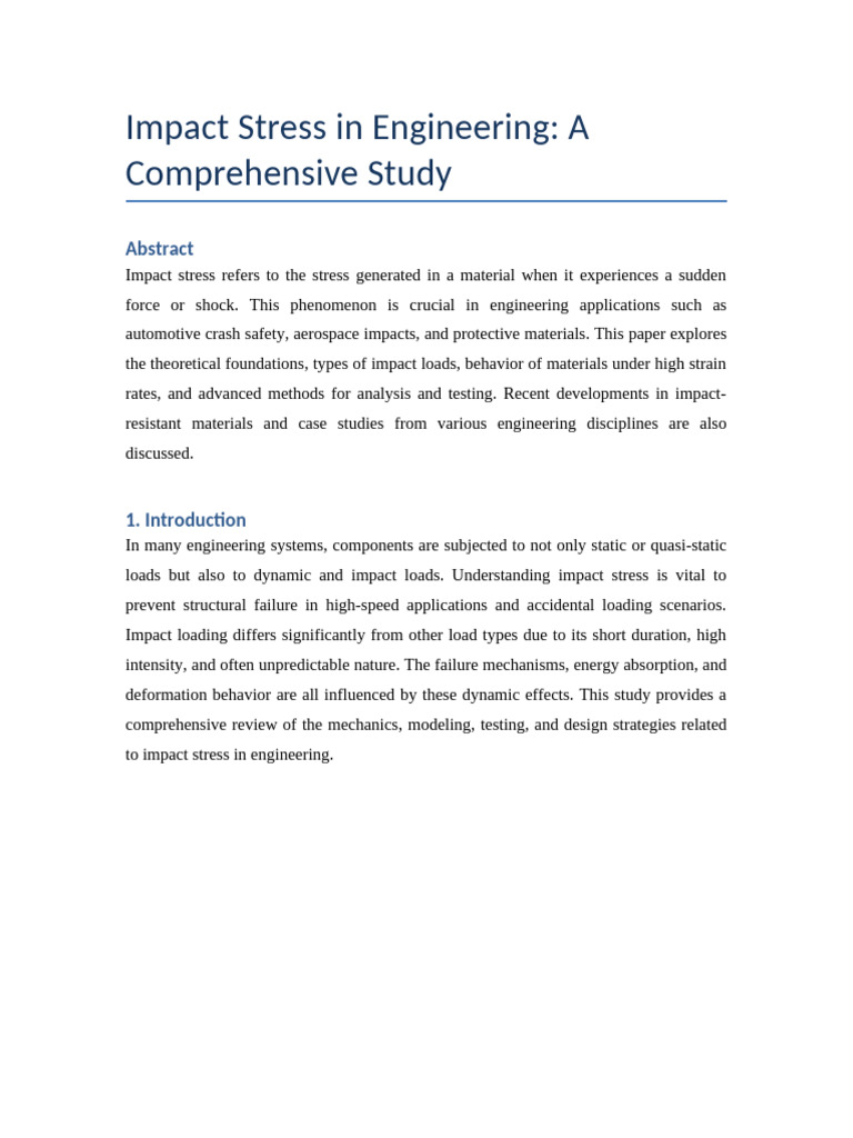 Impact Stress Engineering Study | PDF