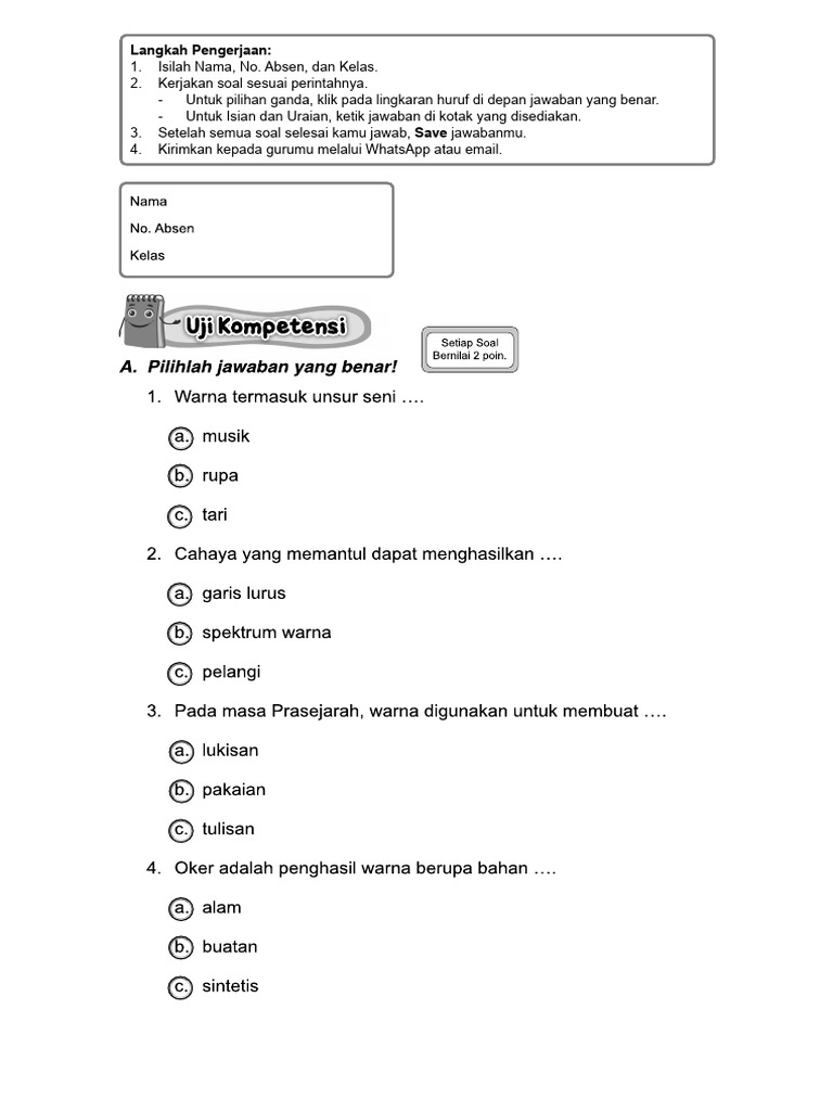 Seni Rupa 2_Uji Kompetensi 1_OKE | PDF