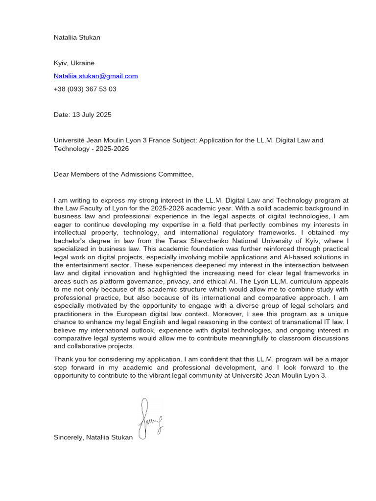 LL.M. Digital Law Application 2025-2026 | PDF