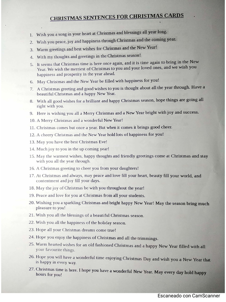 Christmas Sentences | PDF