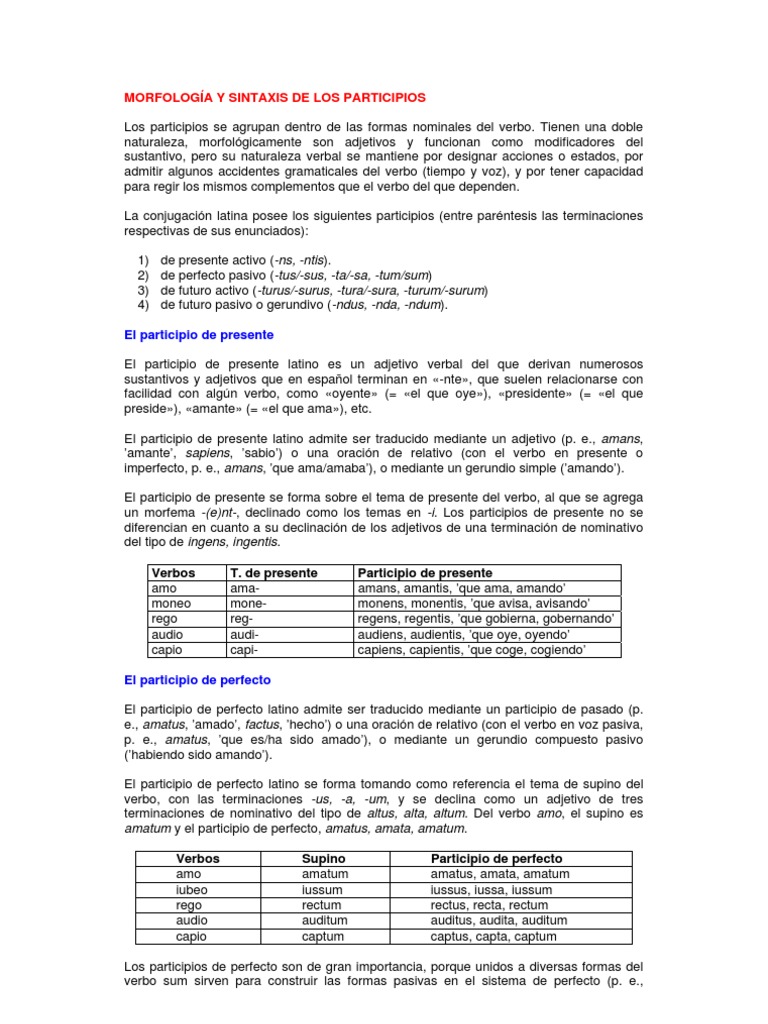 Participios | PDF | Verbo | Adjetivo