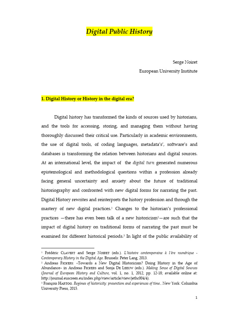 Digital History: Transforming Historiography | PDF | Humanities | Historian