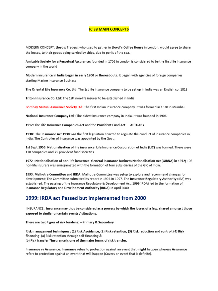 IC 38 Insurance Concepts Overview | PDF | Insurance | Life Insurance