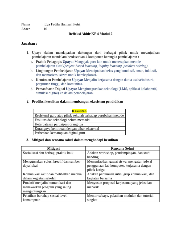 KP4 Refleksi Akhir Modul 2 | PDF