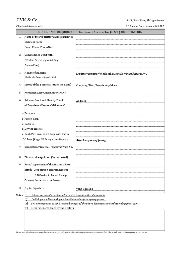 GST Regn Requirements | PDF