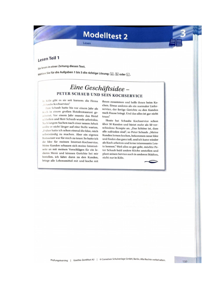 Goethe A2 Modelltest 2 Buch | PDF