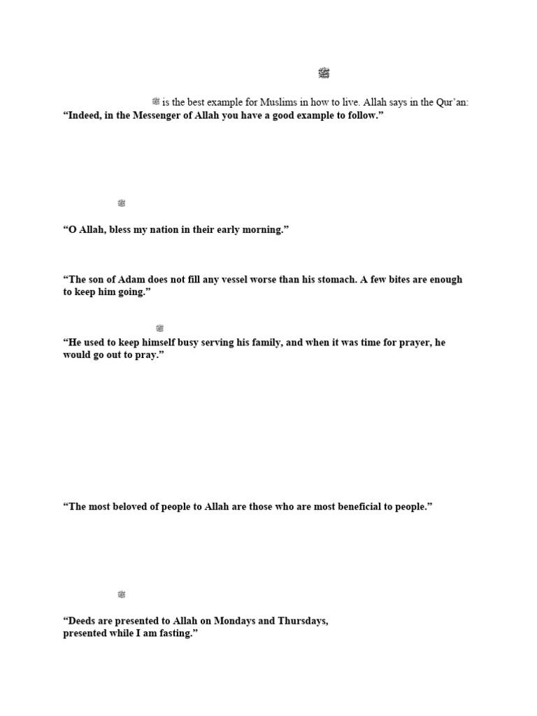 Lifestyle of Prophet Muhammad ﷺ | PDF | Muhammad | Islamic Texts