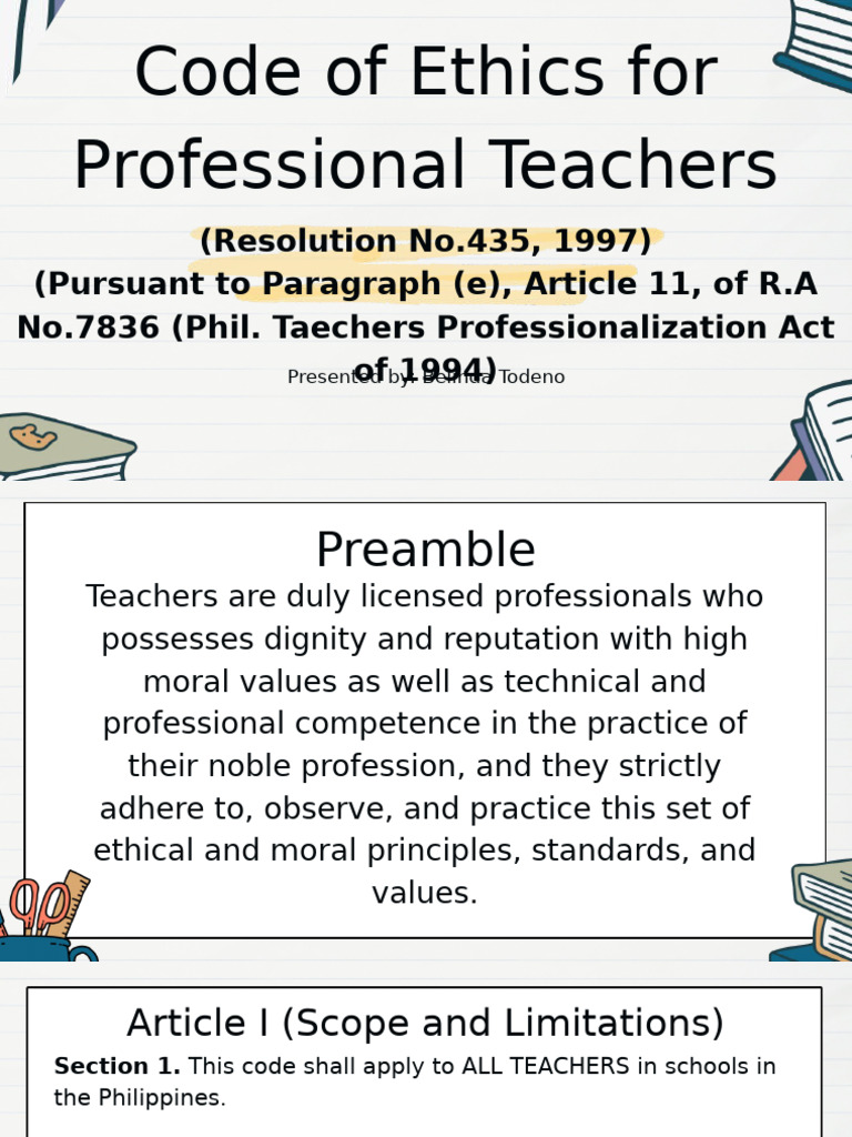 Philippine Teachers' Code of Ethics | PDF | Teachers | Profession