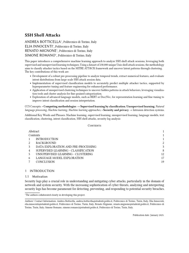 Analyzing SSH Shell Attacks with ML | PDF | Computer Security | Security