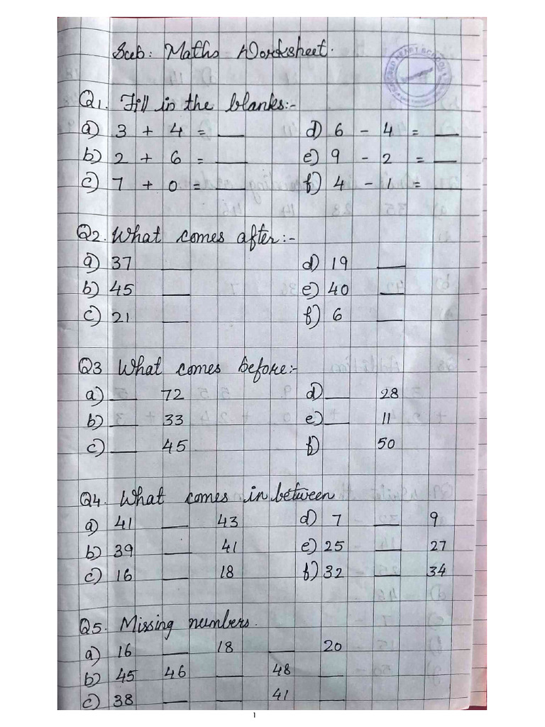 Maths Revision Worksheet | PDF