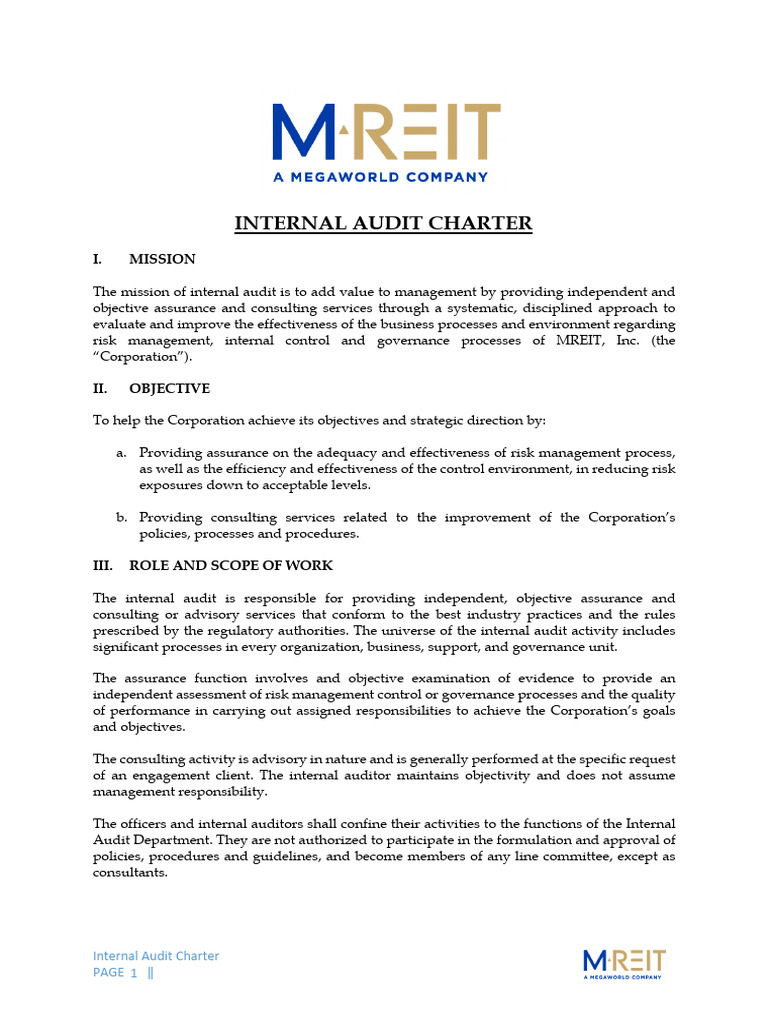 Internal Audit Charter | PDF | Internal Audit | Audit