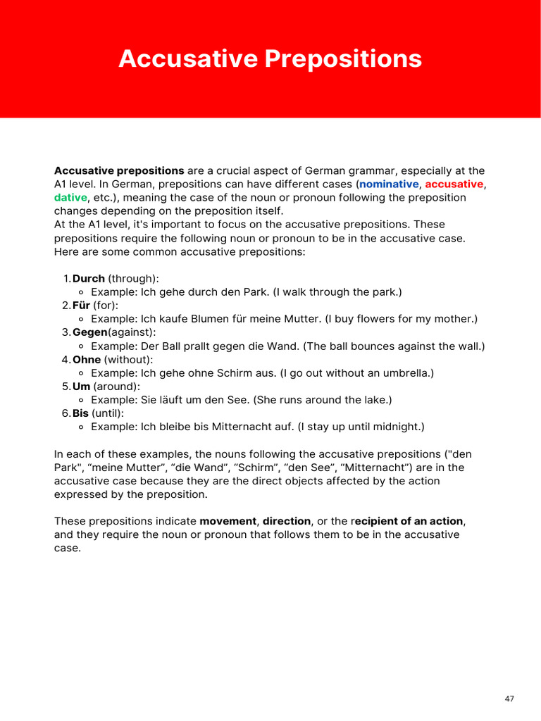Accusative Prepositions | PDF