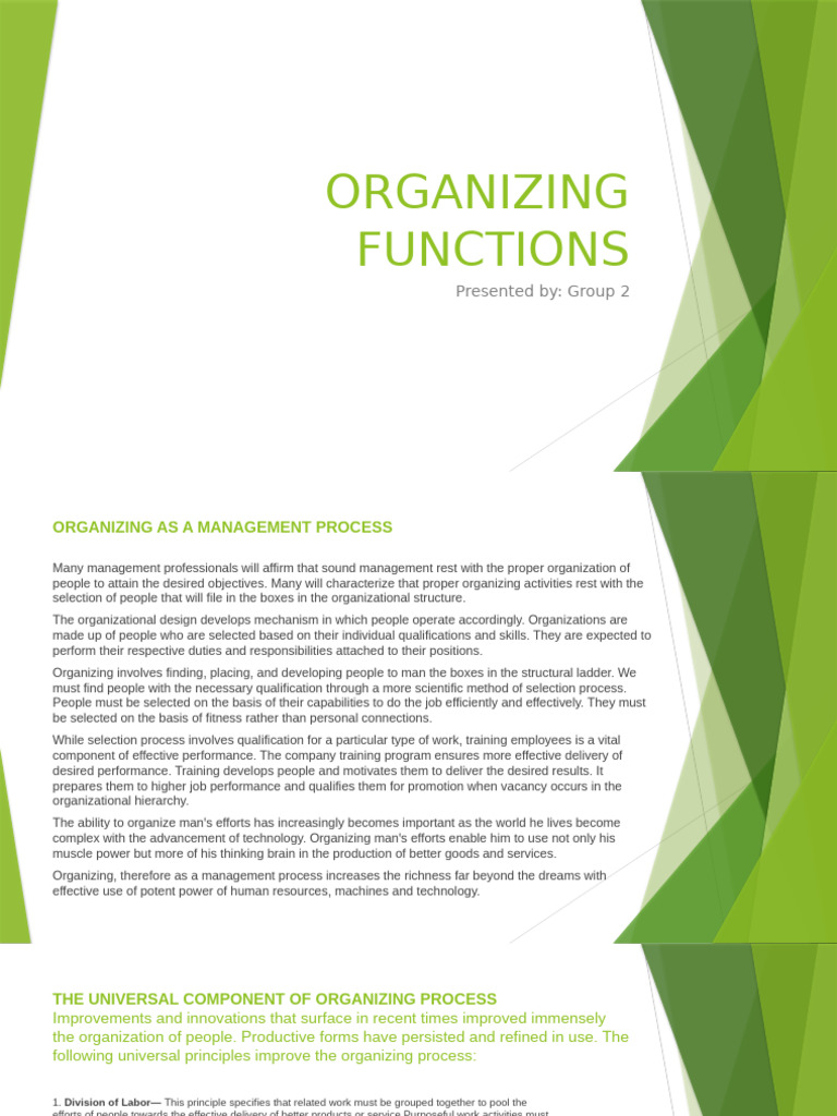 Organizing Functions in Management Process | PDF | Human Resources | System
