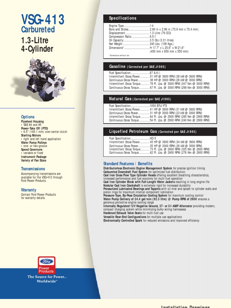 VSG413 SpecSheet Oct01 | PDF | Cylinder (Engine) | Engines
