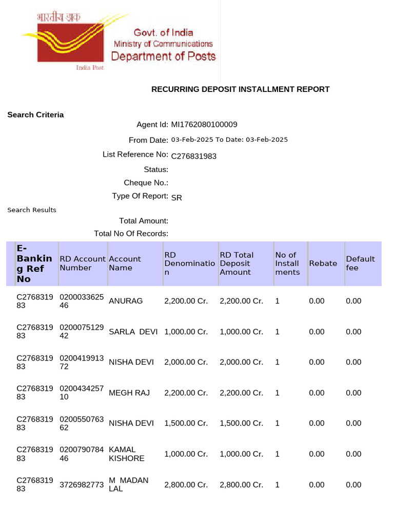 Recurring Deposit Installment Summary | PDF
