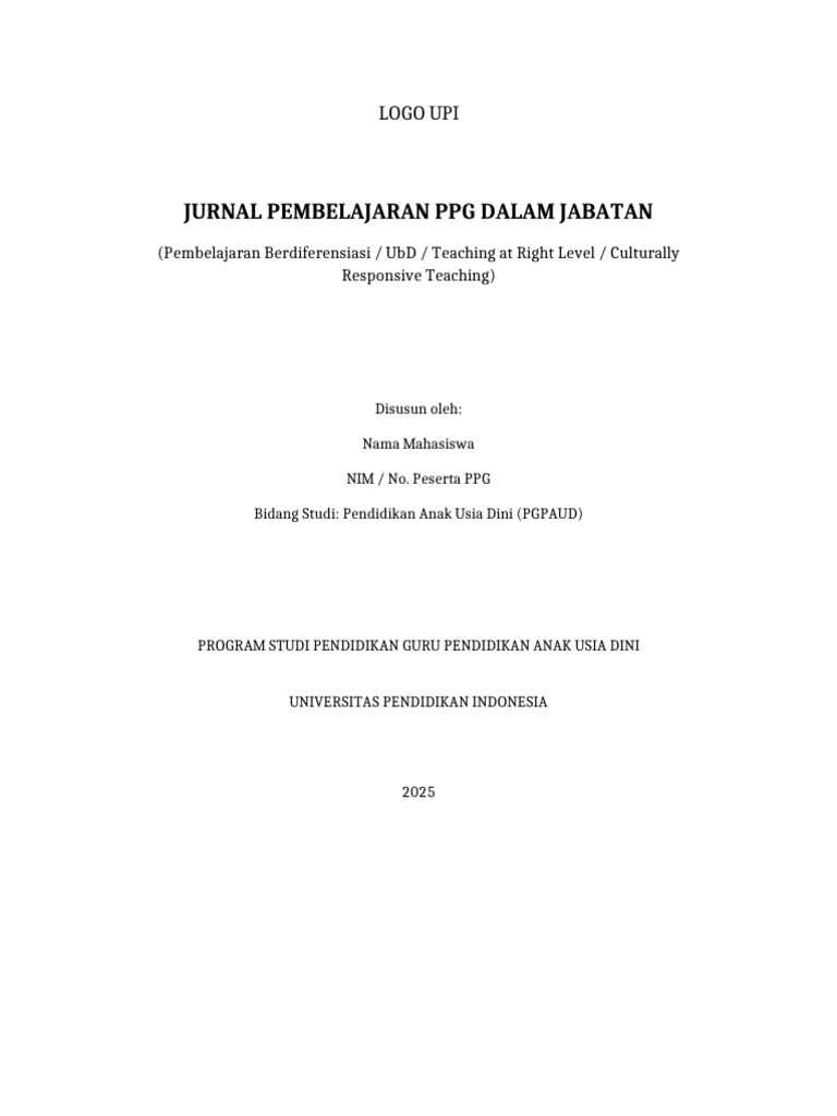 Cover Jurnal Ppg Upi Pgpaud | PDF