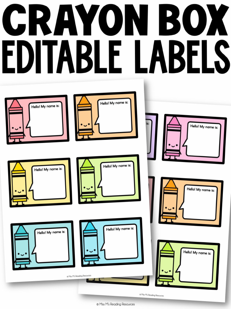 Crayon Box Labels EDITABLE | PDF