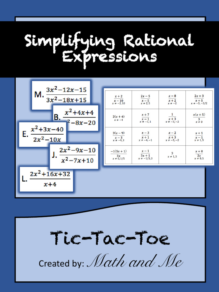 Simplifying Rational Expressions: Tic-Tac-Toe | PDF | Factorization ...