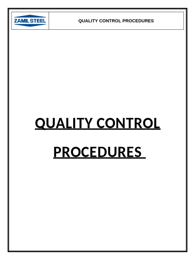 QUALITY CONTROL PROCEDURES Updated On 22-02-2013 | PDF | Welding ...