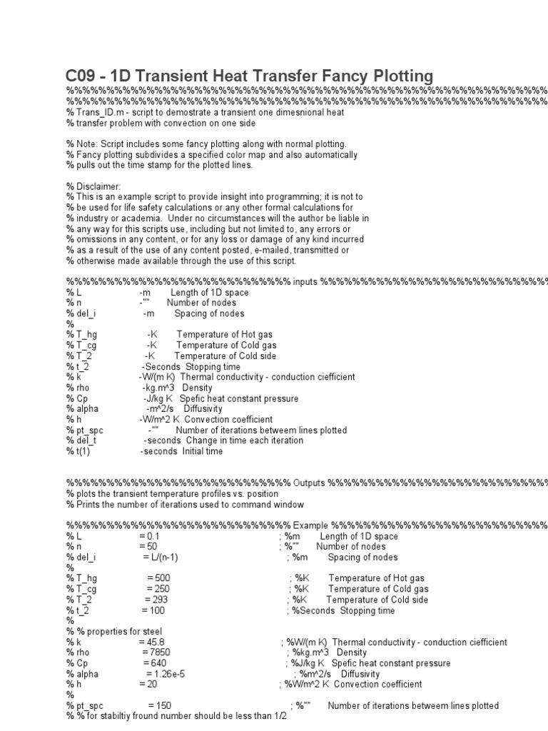 Matlab Code | PDF | Thermal Conduction | Control Flow
