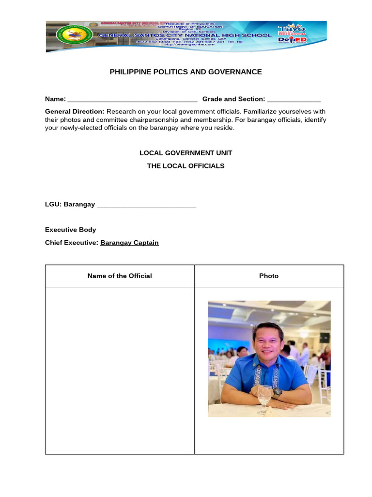 PPG LGU Officials Activity Ni Fren | PDF | Government | Governance