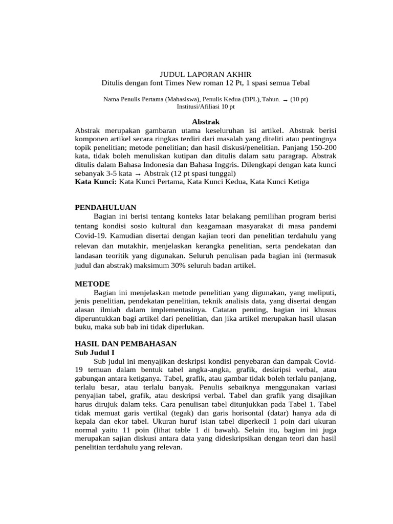 Format Laporan Akhir KKN Individu | PDF