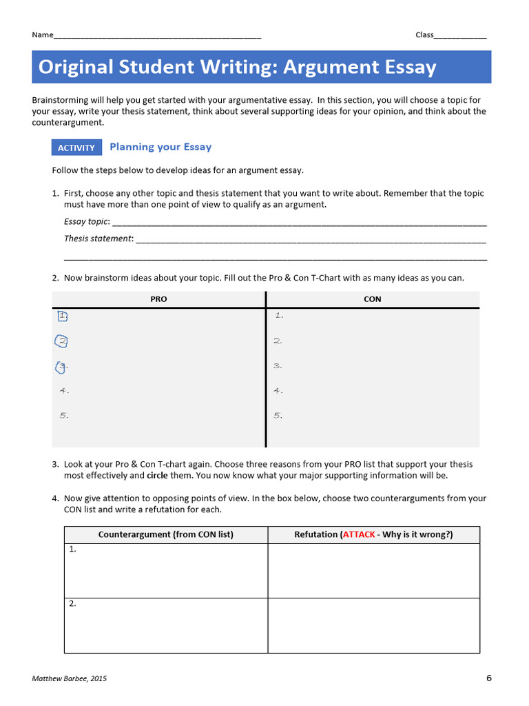 Argumentative Essay Worksheets 5-6-7 | PDF | Essays | Human Communication
