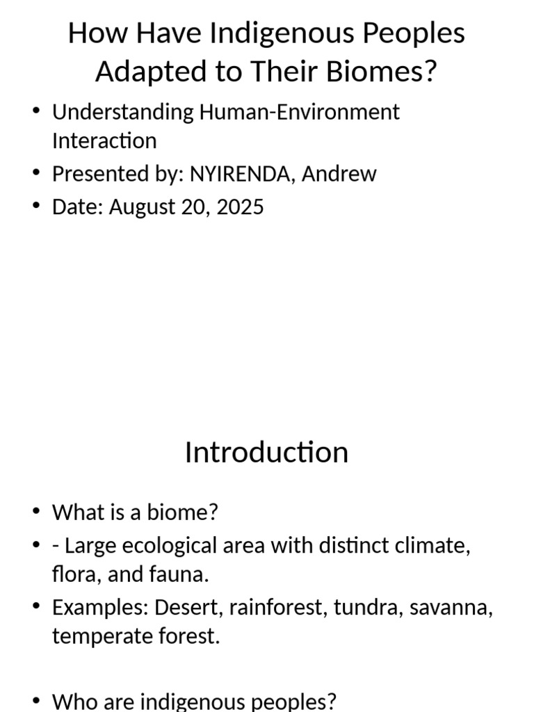 Indigenous Peoples' Biome Adaptations | PDF