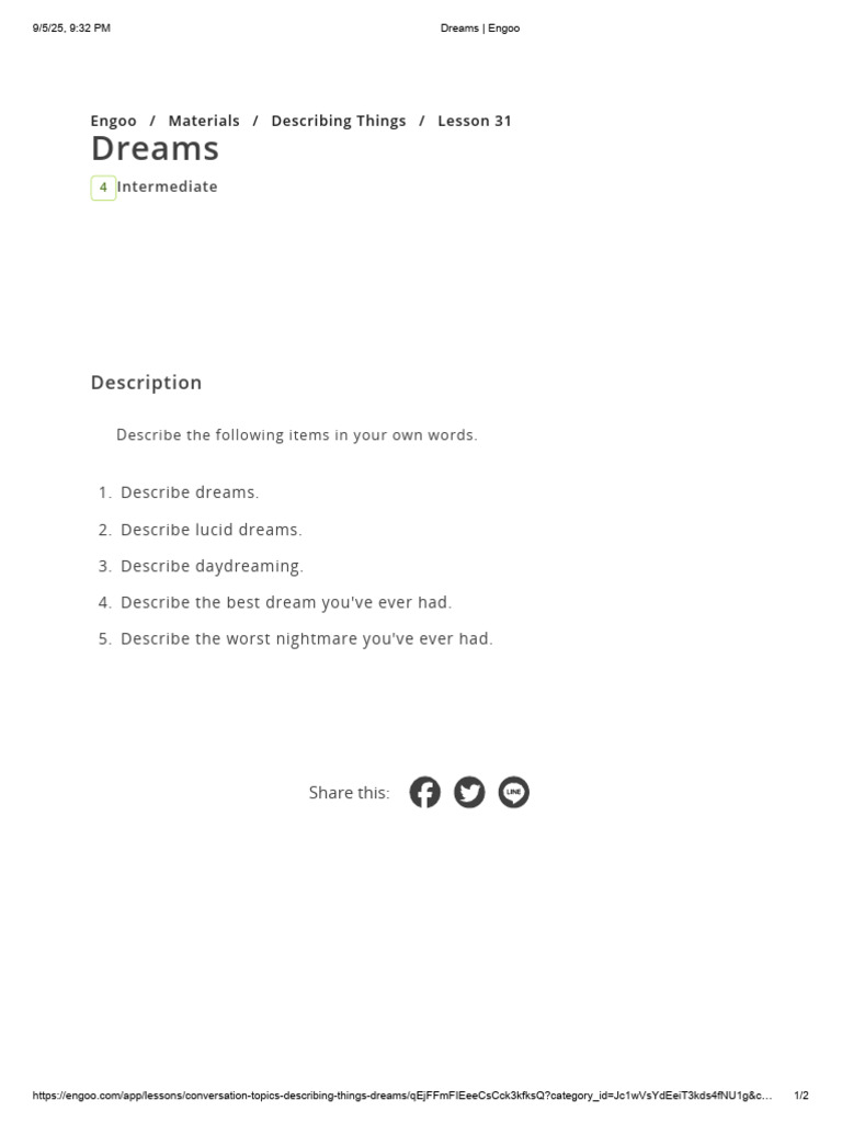 Dreams - Engoo | PDF