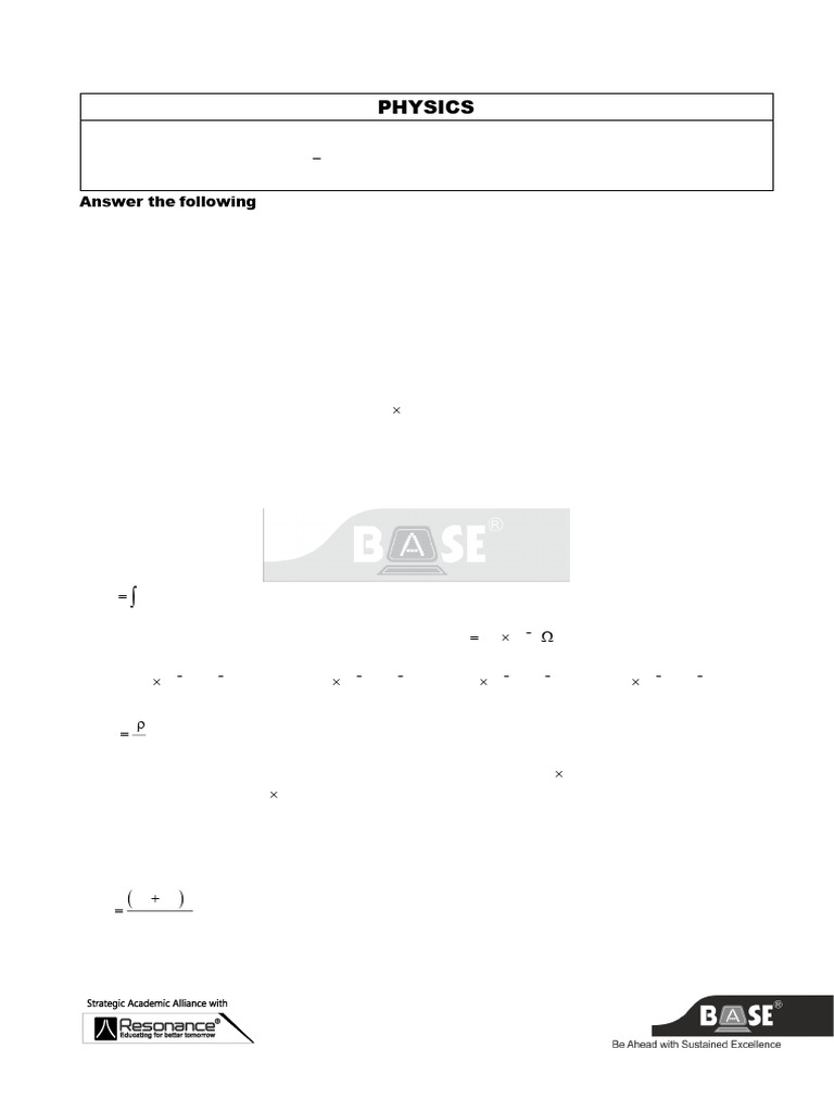 Worksheet - 06 (Current Electricity) (PMS Sir) | PDF | Electric Current ...