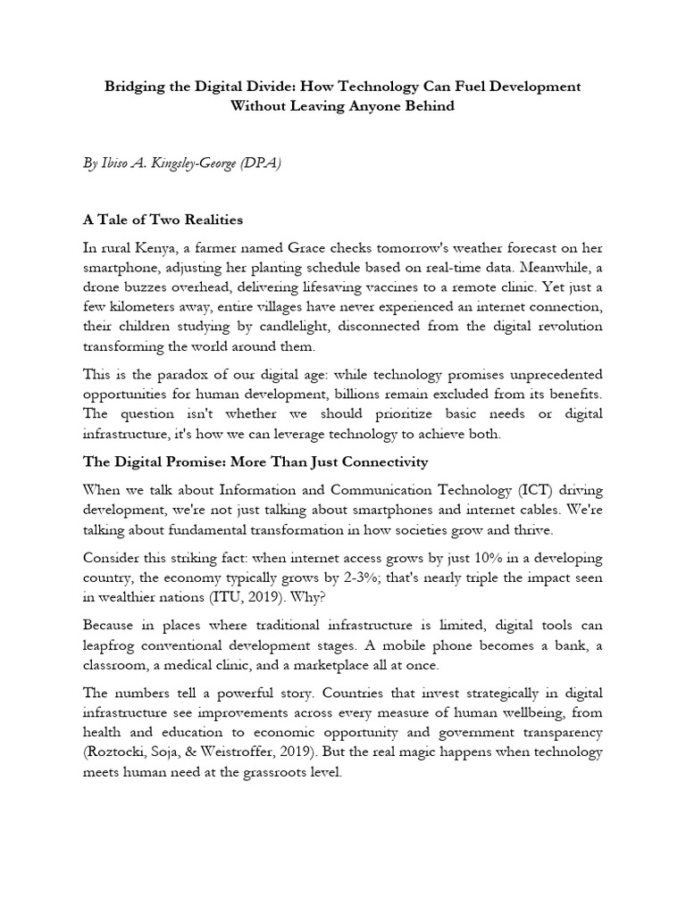 Bridging the Digital Divide- How Technology Can Fuel Development ...