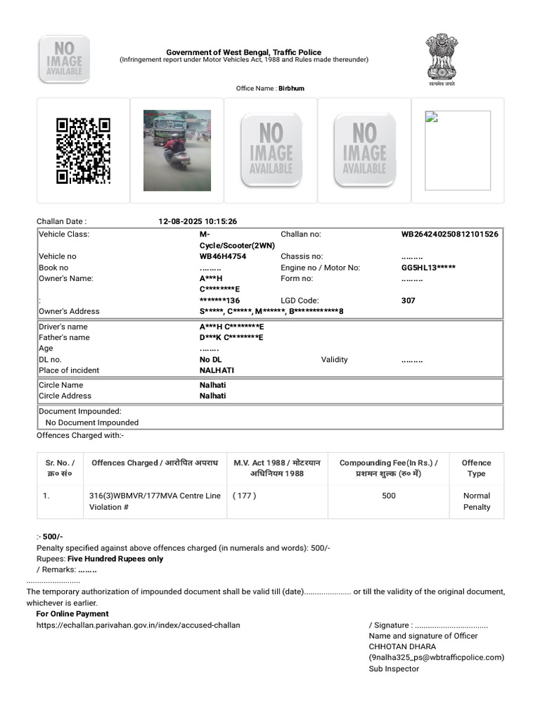 Echallan - Parivahan.gov - in Report Print-Page Challan No ...