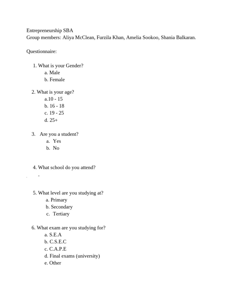 Student Study Method Questionnaire | PDF