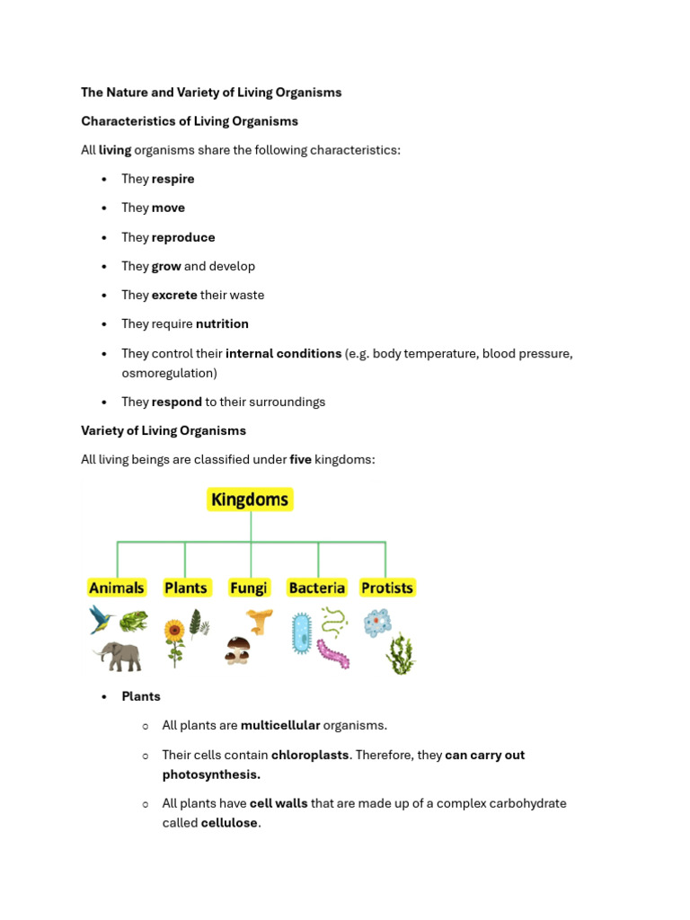 Characteristics and Types of Organisms | PDF | Bacteria | Cell (Biology)