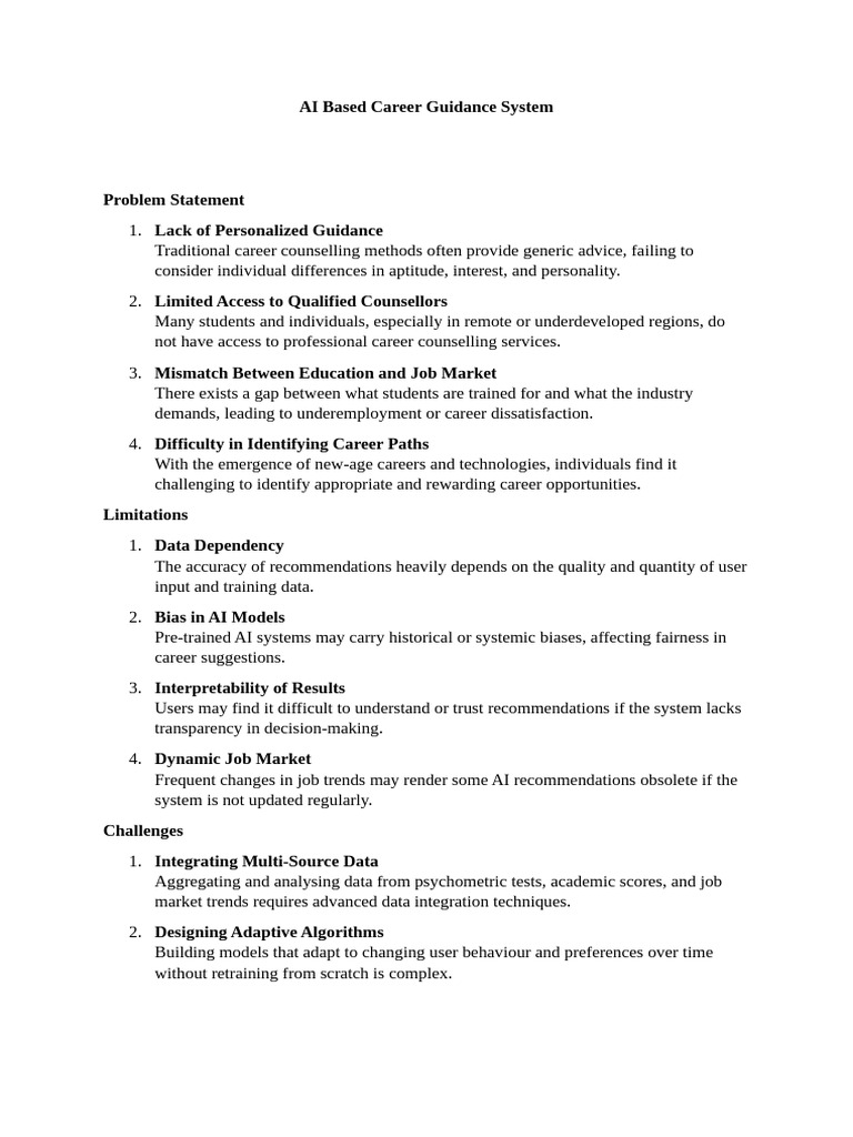 AI Based Career Guidance System | PDF | Artificial Intelligence ...