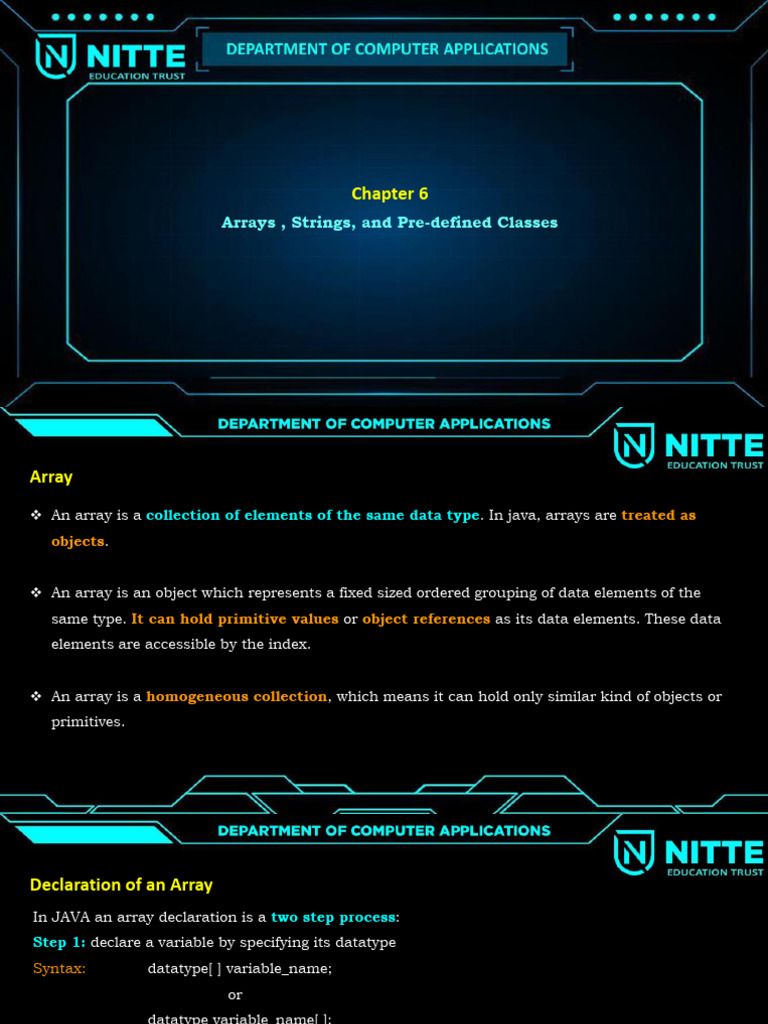 Chapter 6 - Arrays, Strings, and Pre-Defined Classes - by Naveen Kumar | PDF | Data Type ...