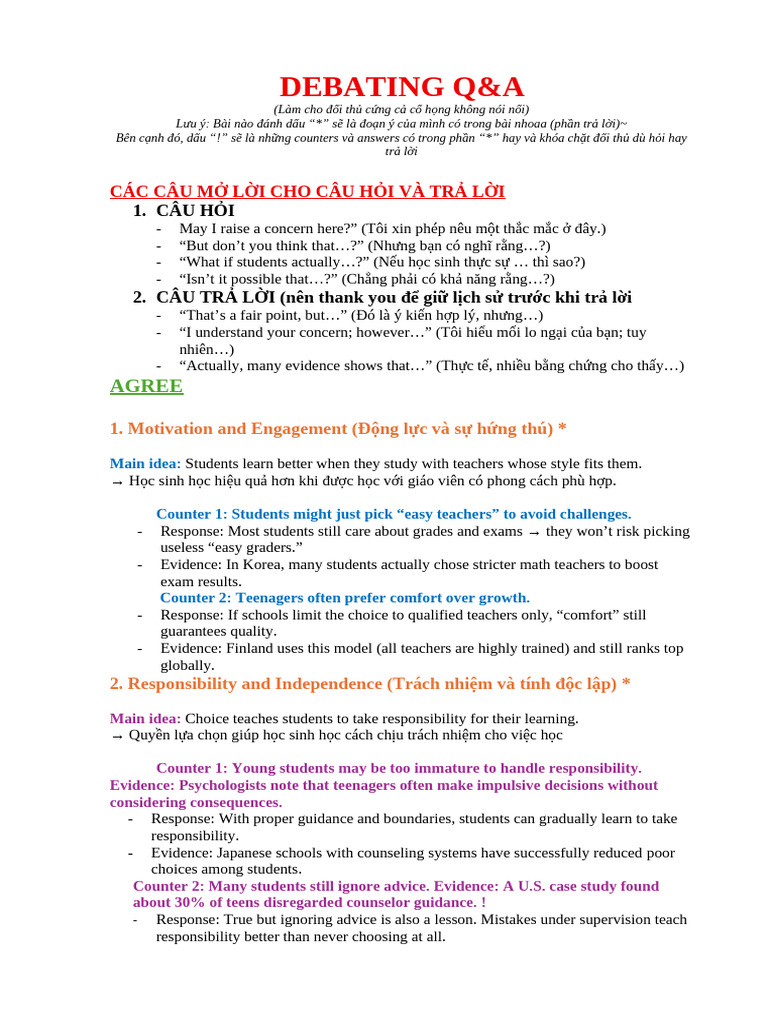 Debating Qa | PDF | Teachers | Learning