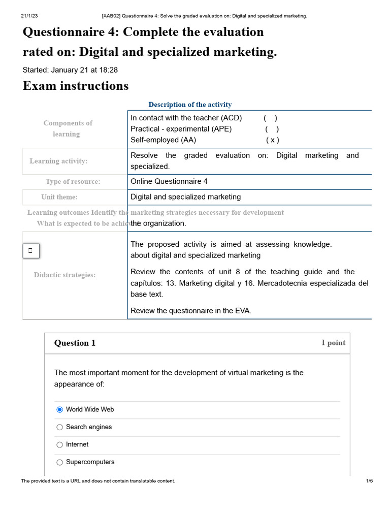 Exam - (AAB02) Questionnaire 4 - Solve The Graded Assessment On ...